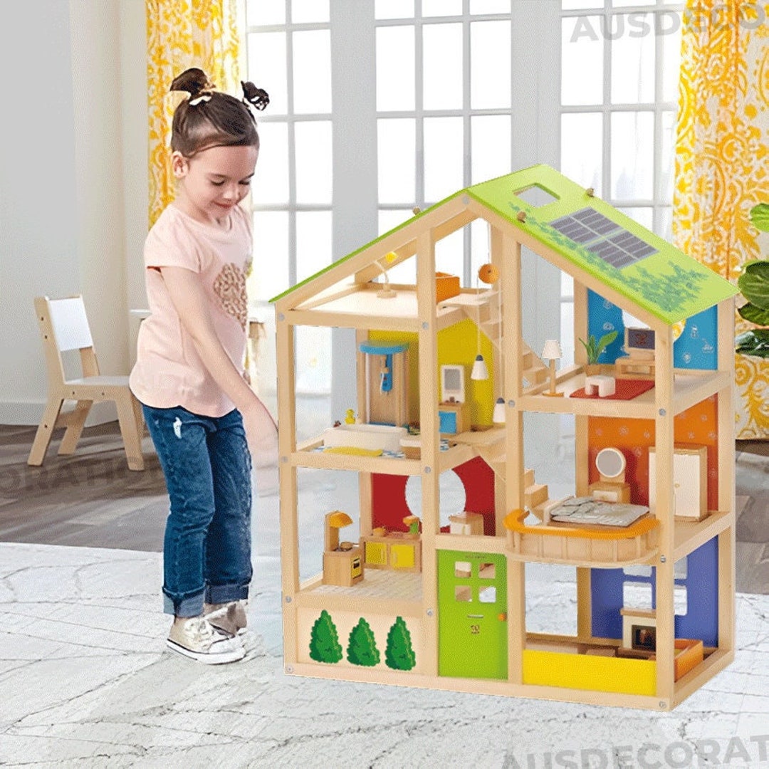 3 Story Wooden Large Dollhouse With Furniture Diy Dollhouse Dollhouse ...