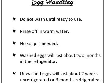PRINTABLE Farm Fresh Egg Handling Instructions Printable Card or ...