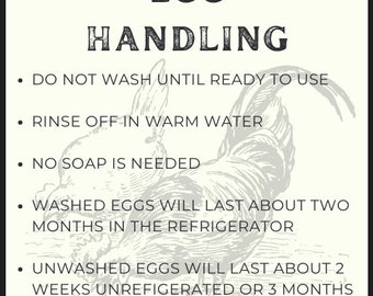 PRINTABLE Farm Fresh Egg Handling Instructions Printable Card or ...