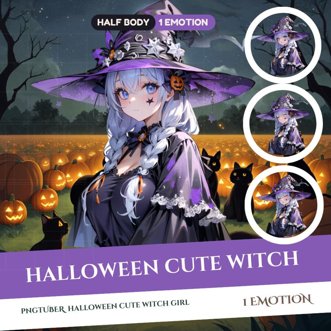 Halloween Witch Girl Pngtuber Model With Emotions (veadotube File) - Etsy