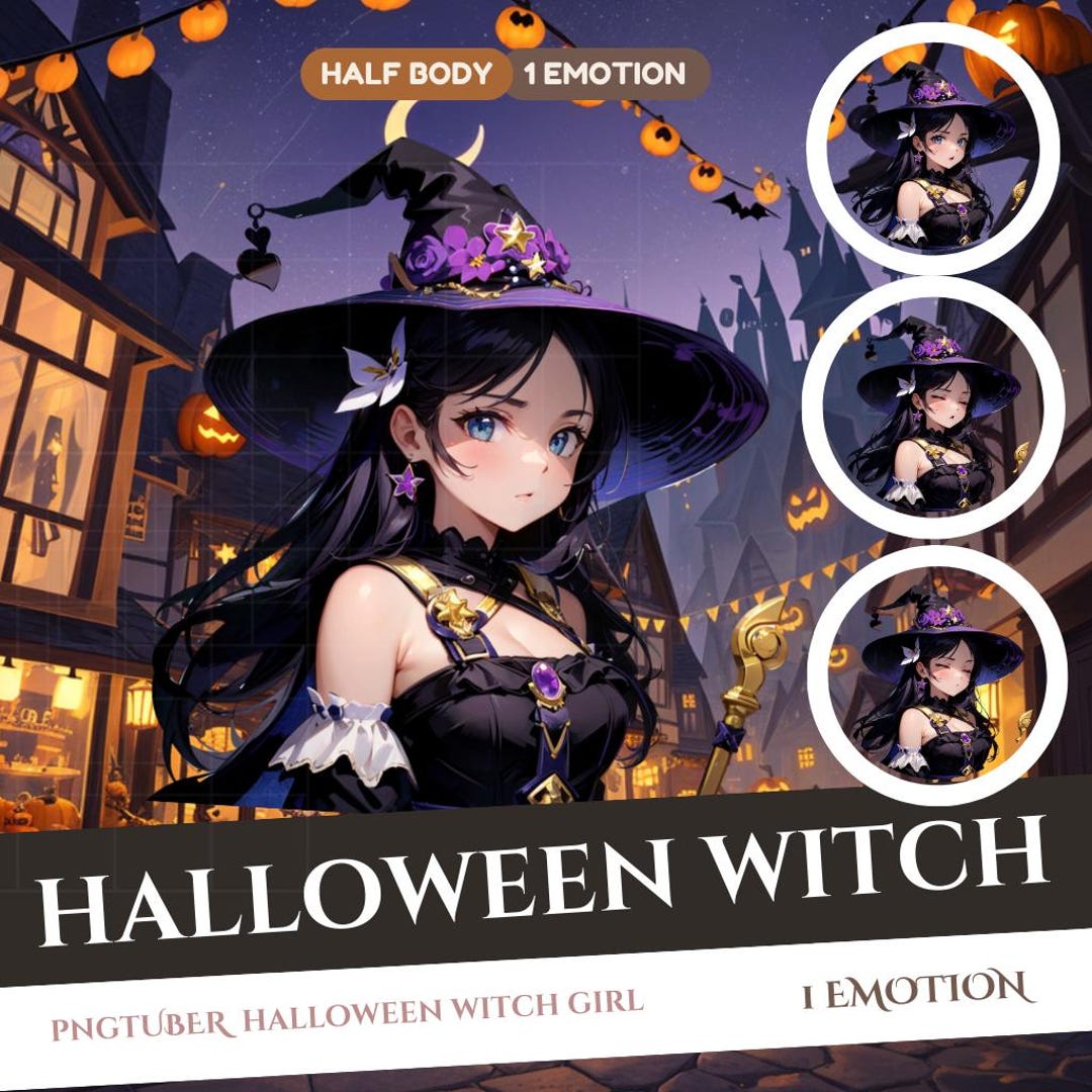 Halloween Witch Girl Pngtuber Model: Custom Vtuber Avatar (instant ...