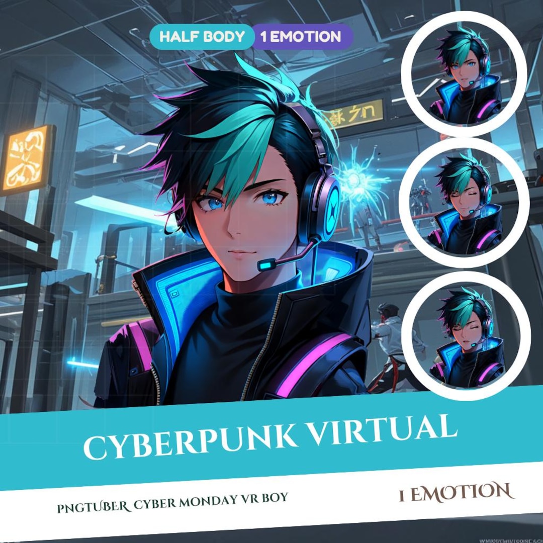 Cyber Monday VR Streamer Boy Pngtuber Model: Reactive Premade Avatar ...