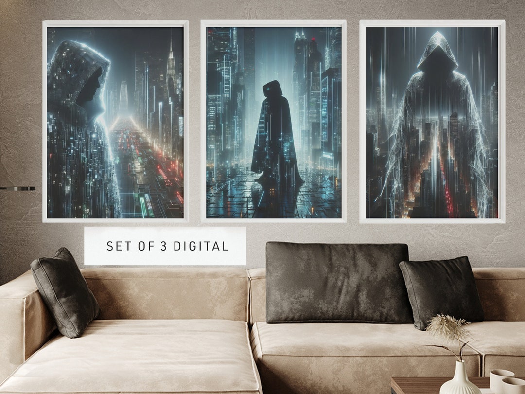 Fashion Poster Digital Art Set of 3 Posters Silhouette Cyber Ceramic ...