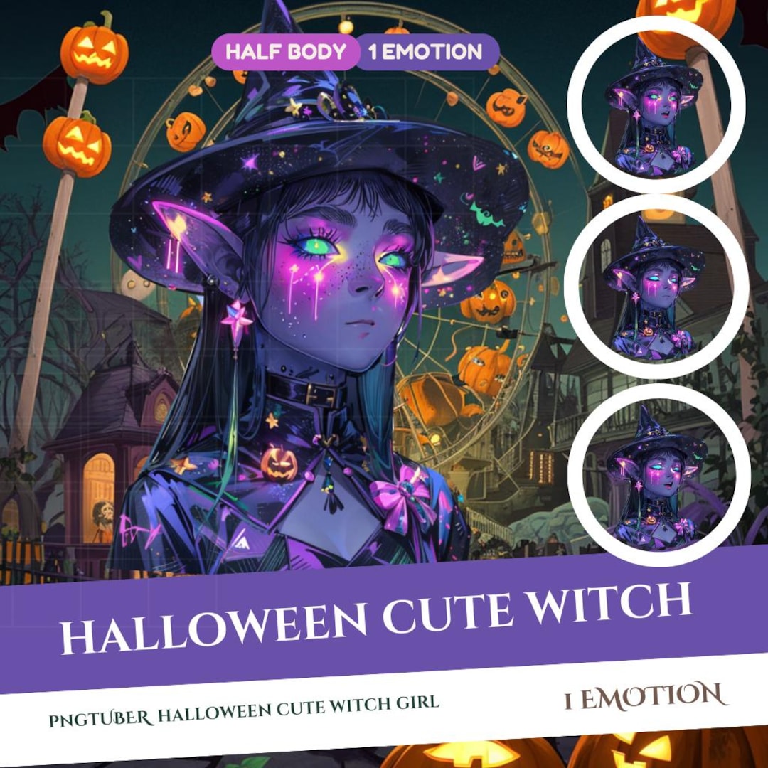 Halloween Witch Girl Pngtuber Model: Custom Vtuber (digital Download ...