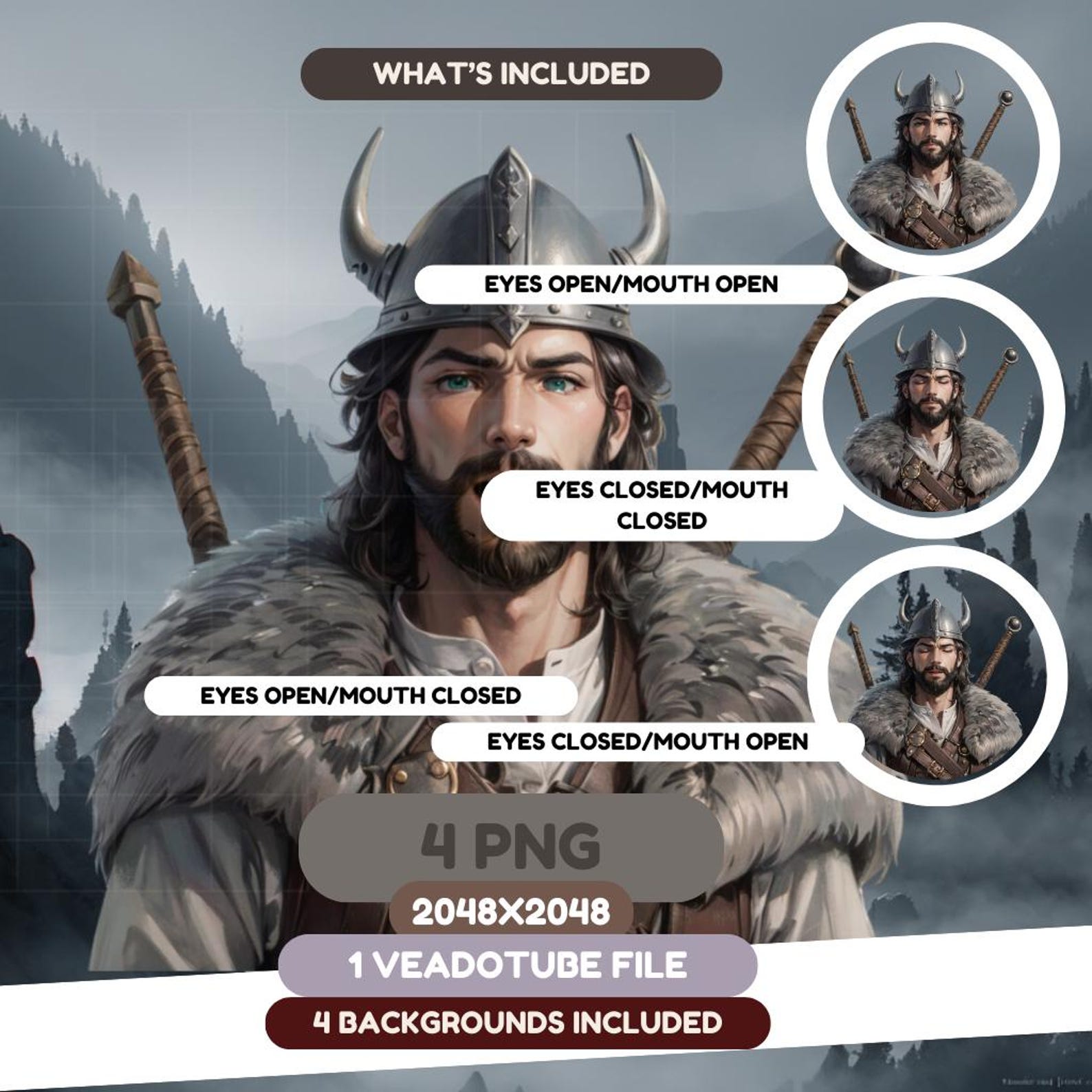 Pngtuber Viking Pngtuber Male Png Tuber Male Custom Png Tuber Vtuber ...