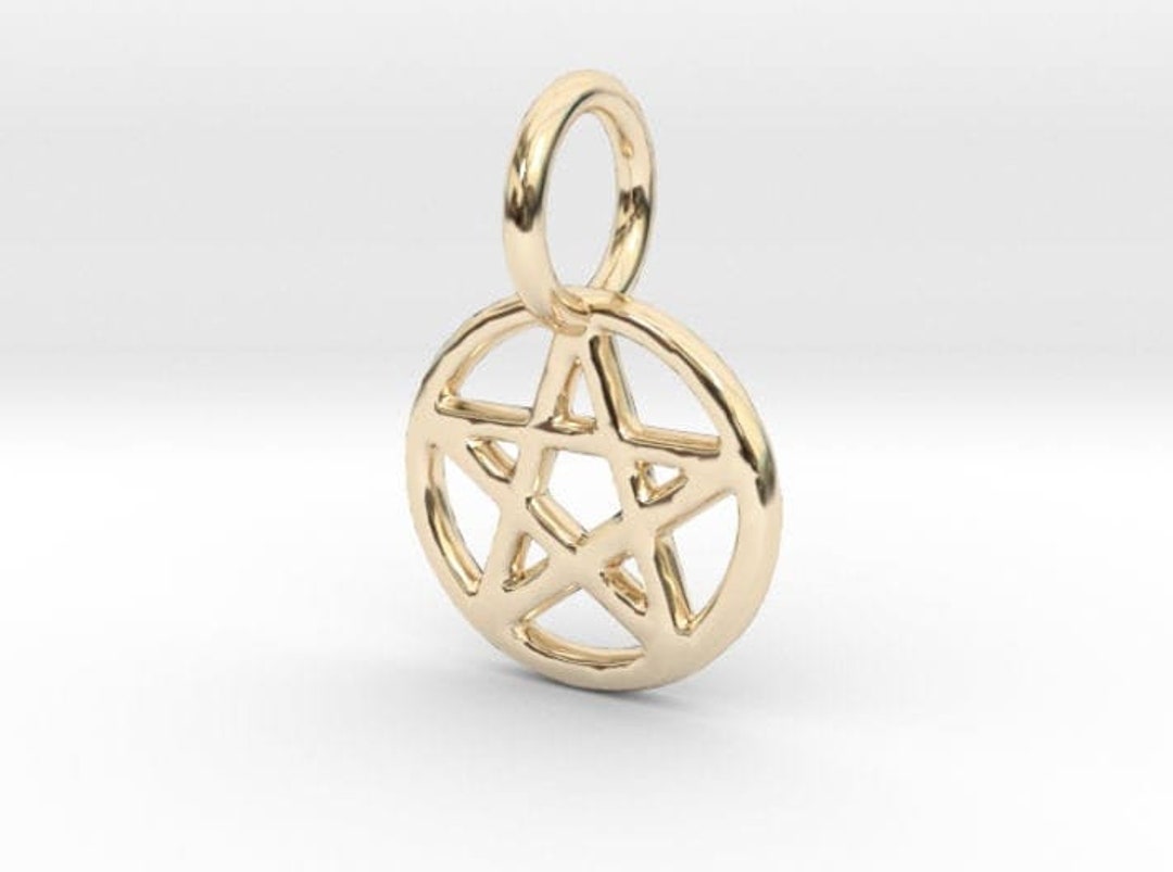 Tiny Pentagram Pendant Solid 14k Gold, Pentacle Necklace, Wiccan ...