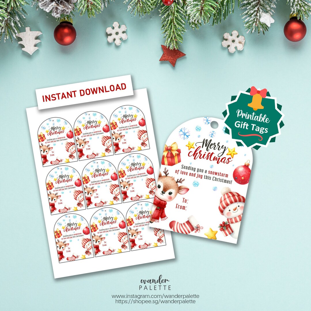 Printable Christmas Gift Tags Red With Customizable Texts, Merry ...