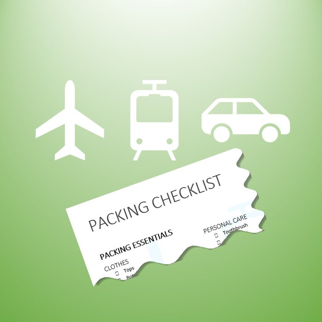 Simple Printable Checklist for Packing for Travel, PDF Landscape Letter ...