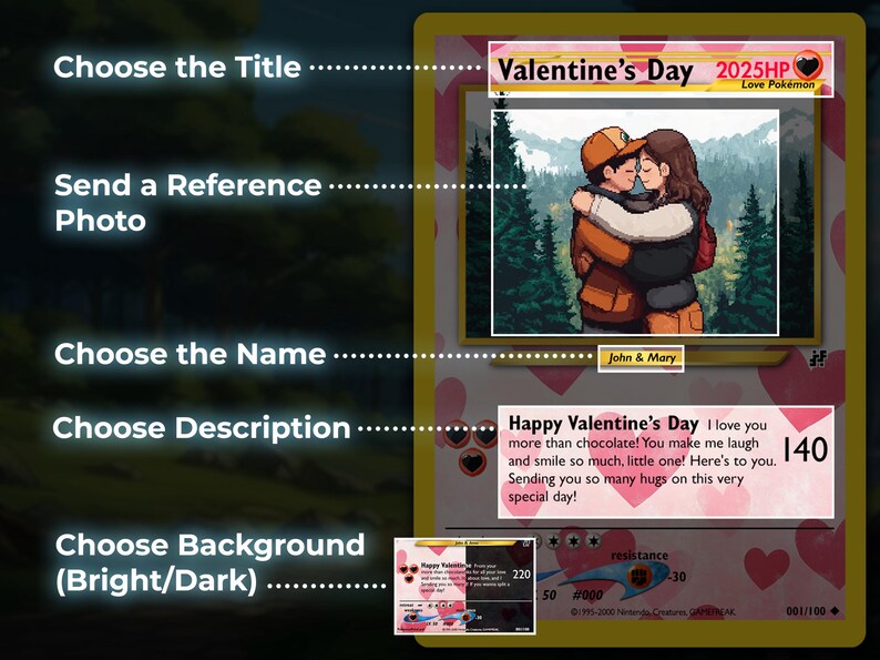 Personalized Couple Pokemon Card - Custom Anniversary Gift for Gamer ...
