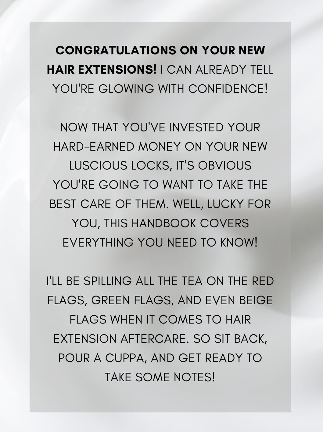 Hair Extensions Aftercare Printable Handbook / Editable Aftercare Guide ...