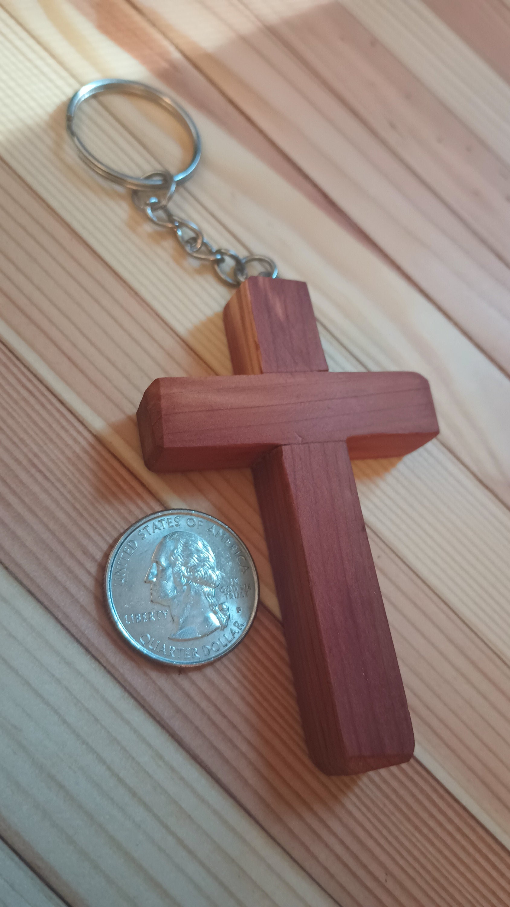 Key Chain Cross real Red Cedar - Etsy