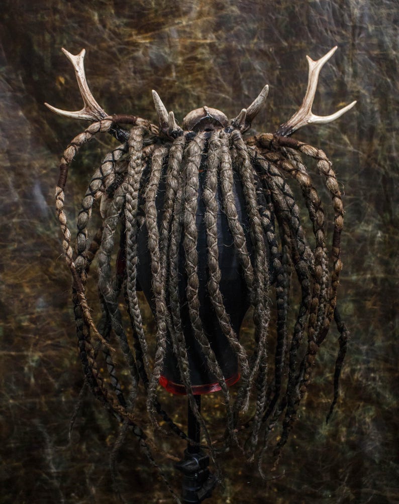 Handcrafted Shamanic Antler Headpiece With Fox Skull and Braids ...