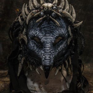 Dark Druid Owl Skull Mask | Bone & Fang LARP Headdress | Witchcraft ...