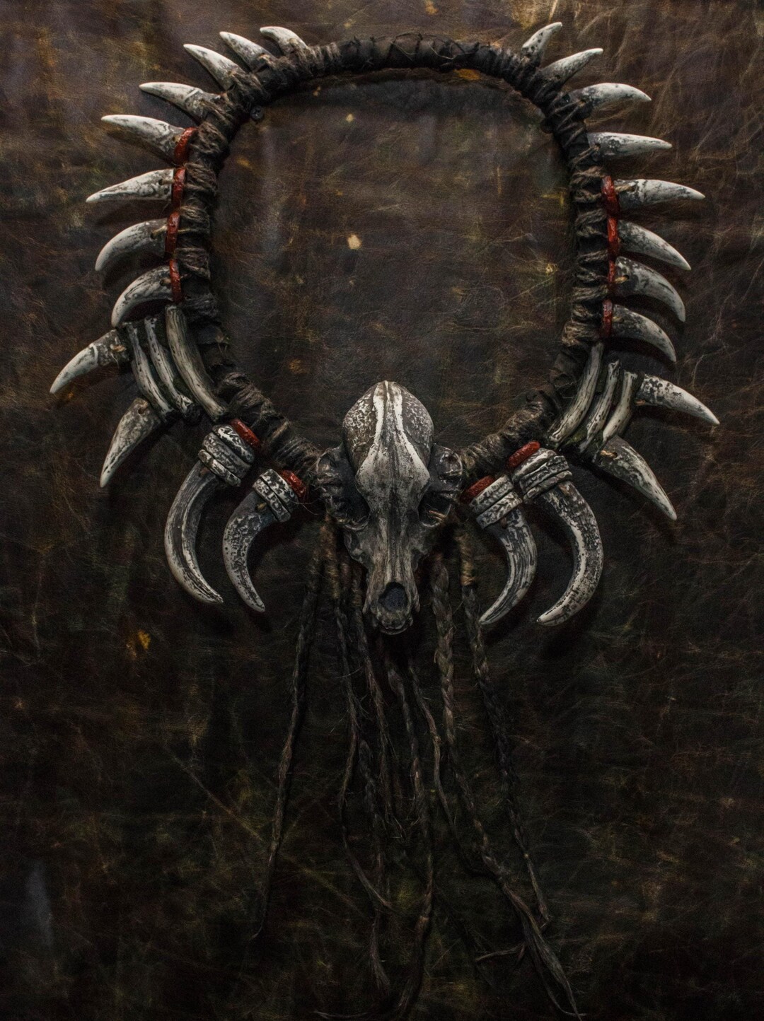 Shaman Necklace Large Dog Skull | Bone Fang Jewelry | Horror Lover Gift ...
