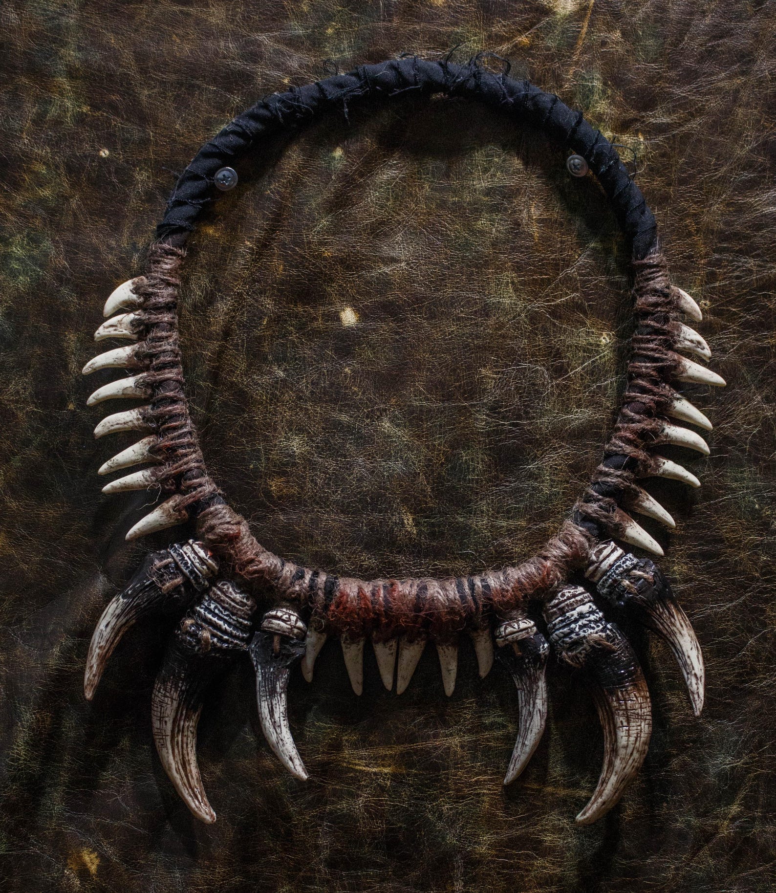 Tribal Bone Necklace, Orc Tusk Choker, Shaman Fangs, Spider Mandibles ...