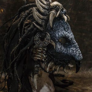 Dark Druid Owl Skull Mask | Bone & Fang LARP Headdress | Witchcraft ...