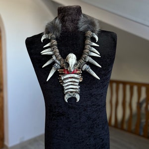Bird Skull Necklace | Bone Fang Jewelry | Shaman Costume Accessory ...