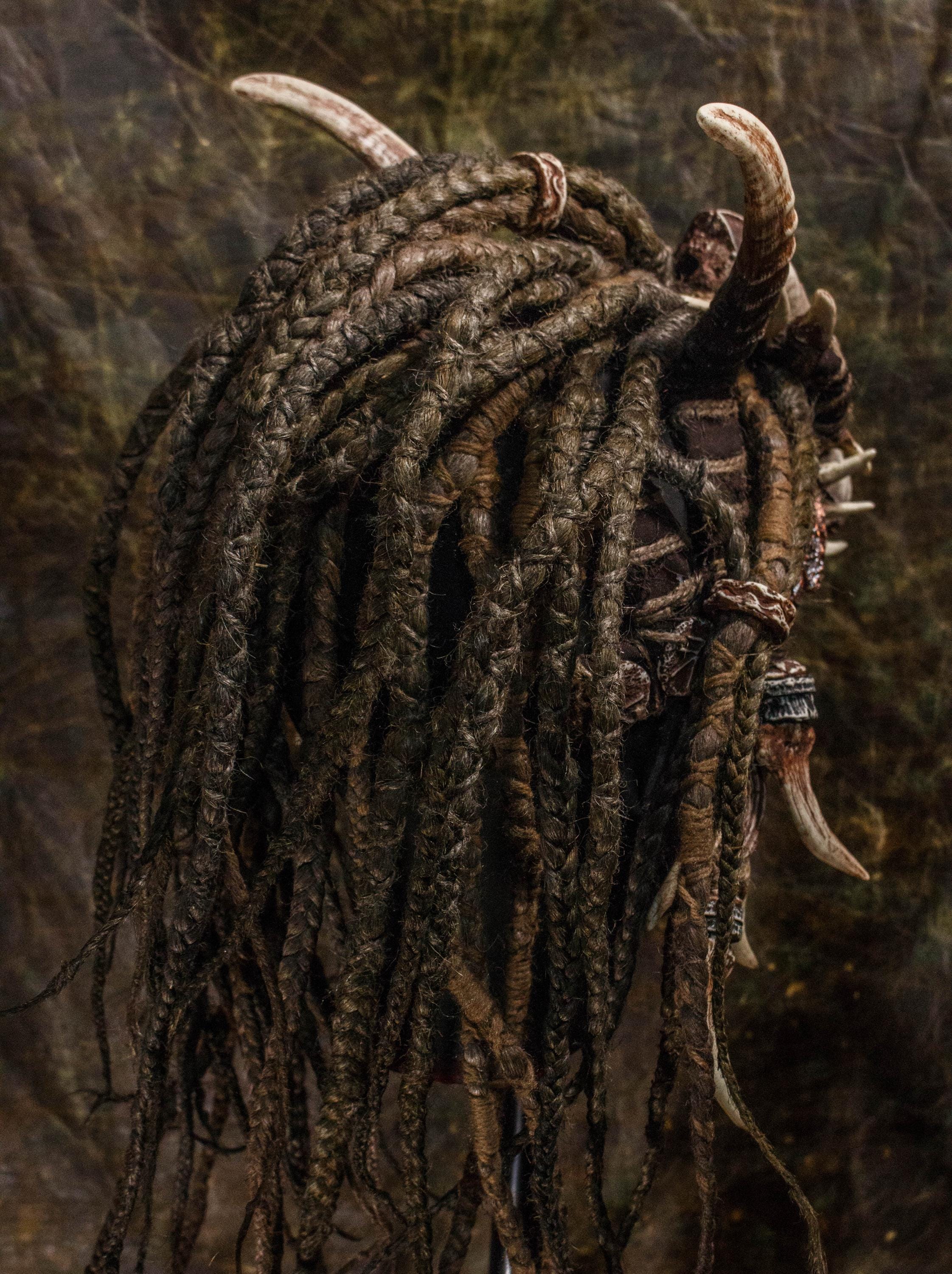 Goat Horn Rune Headdress | Fox Skull Headpiece | Tribal Witch Costume ...