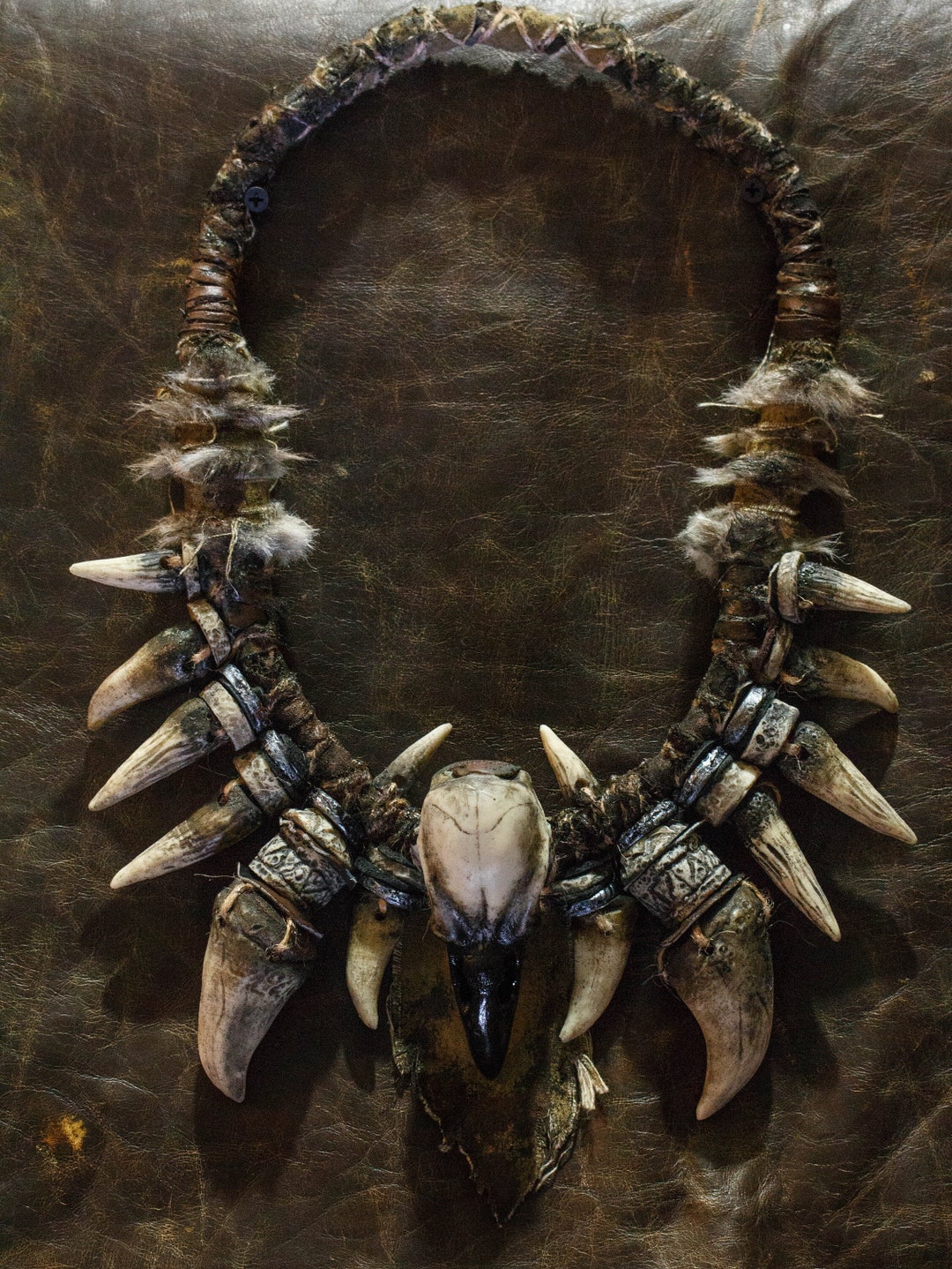 Shaman Necklace With Bird Skull Bones LARP Cosplay Ornament Bohemian ...