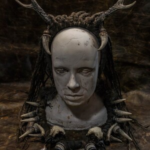 Shaman Style Horns Headband With Pigtails | Handmade Tribal Accessory ...