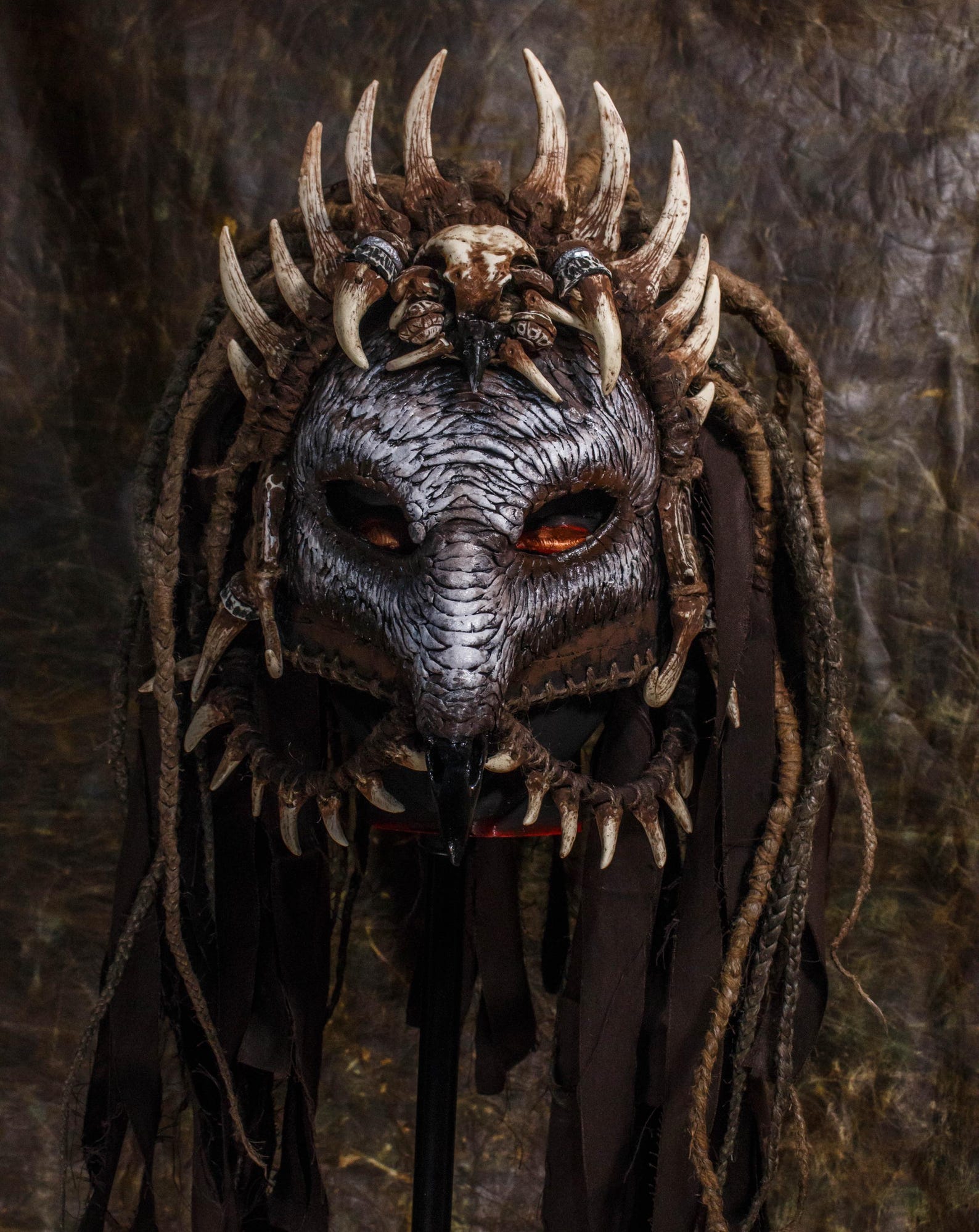 Dark Druid Owl Skull Mask | Bone & Fang LARP Headdress | Witchcraft ...
