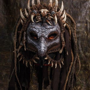 Dark Druid Owl Skull Mask | Bone & Fang LARP Headdress | Witchcraft ...