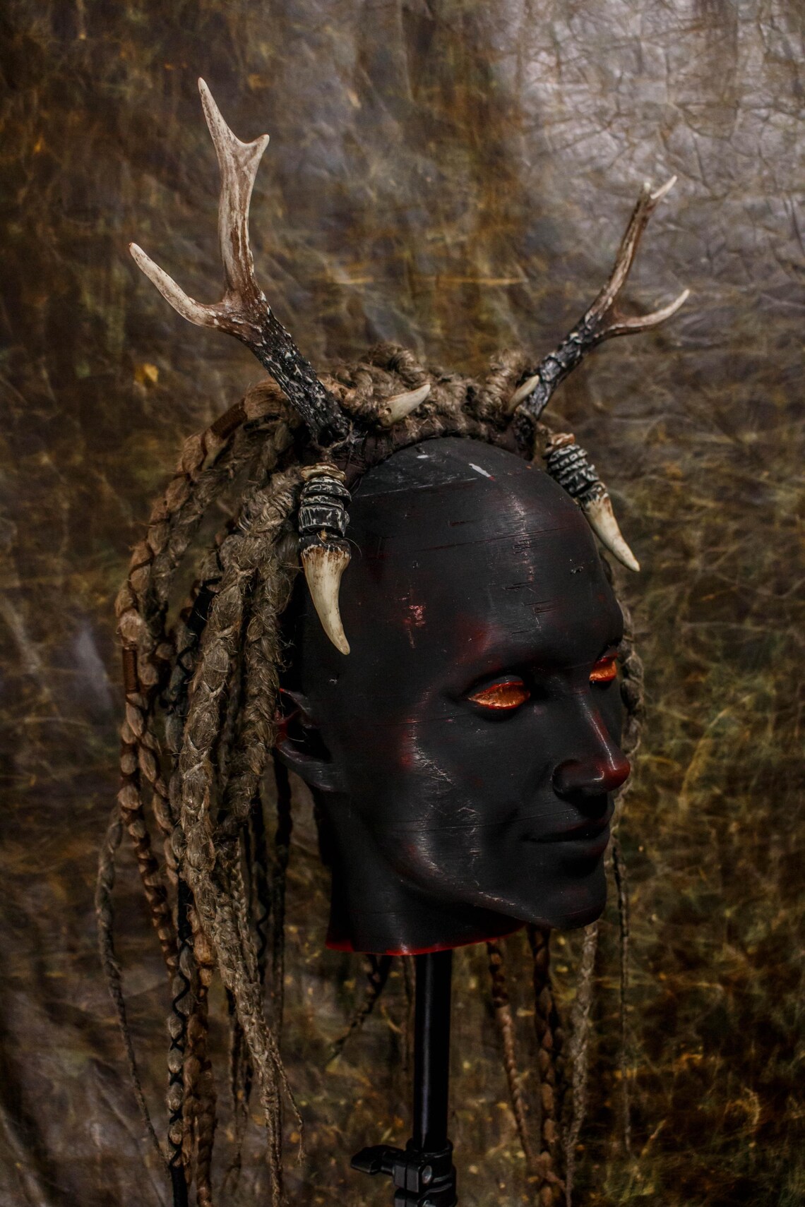 Shaman Style Horns Headband With Pigtails | Handmade Tribal Accessory ...