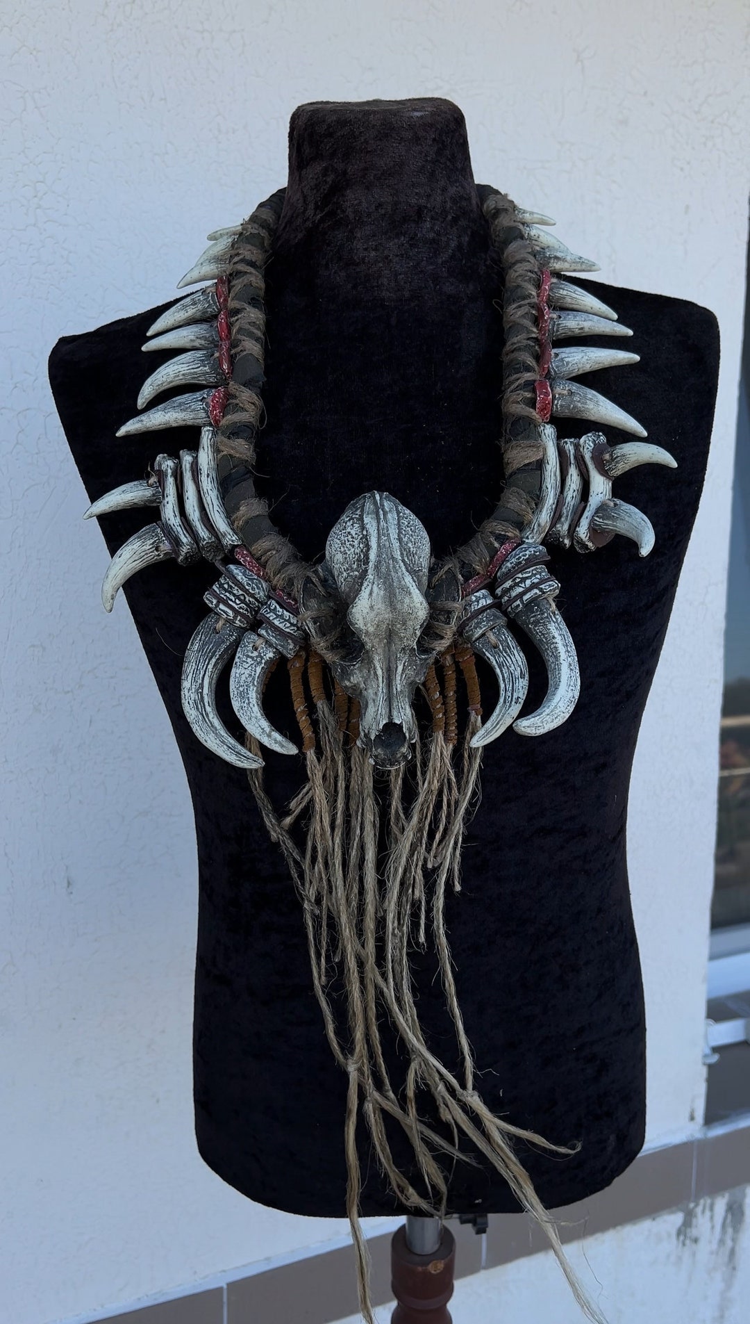 Large Dog Skull Barbarian Necklace | Horror Lover Gift | LARP Fantasy ...