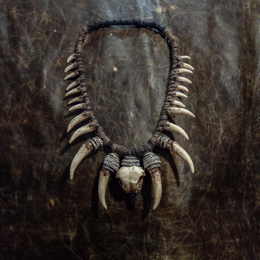 Bird Skull & Fangs Necklace | Viking Warrior Amulet | LARP, Norse ...