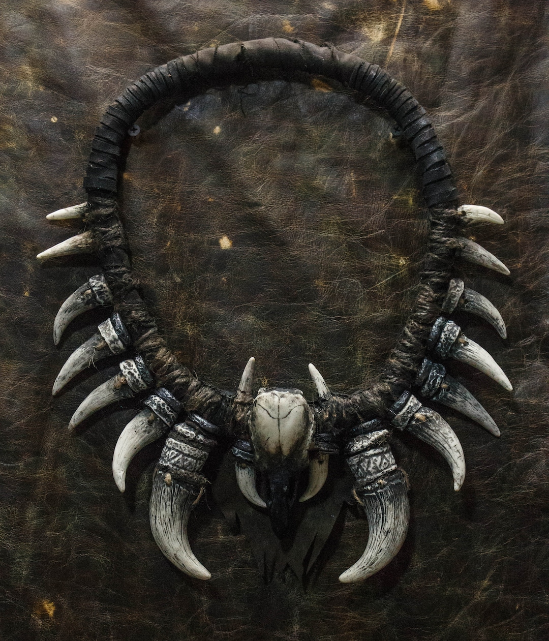 Shaman Costume Bone and Tusk Necklace LARP Theater Product Post-apocalyptic Gift Festival ...