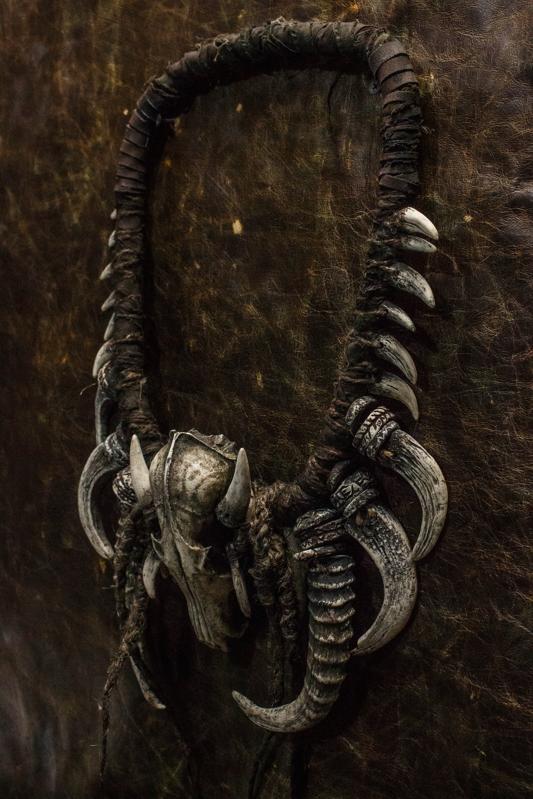 Shaman Necklace With Skull Foxes Goat Horns | Bone Accents | Fantasy ...