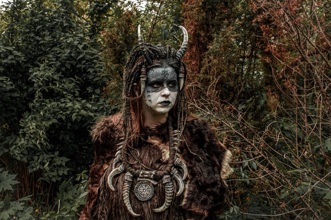Krampus Horn Headdress | Goat Skull Pagan Headpiece| Gothic Yule ...