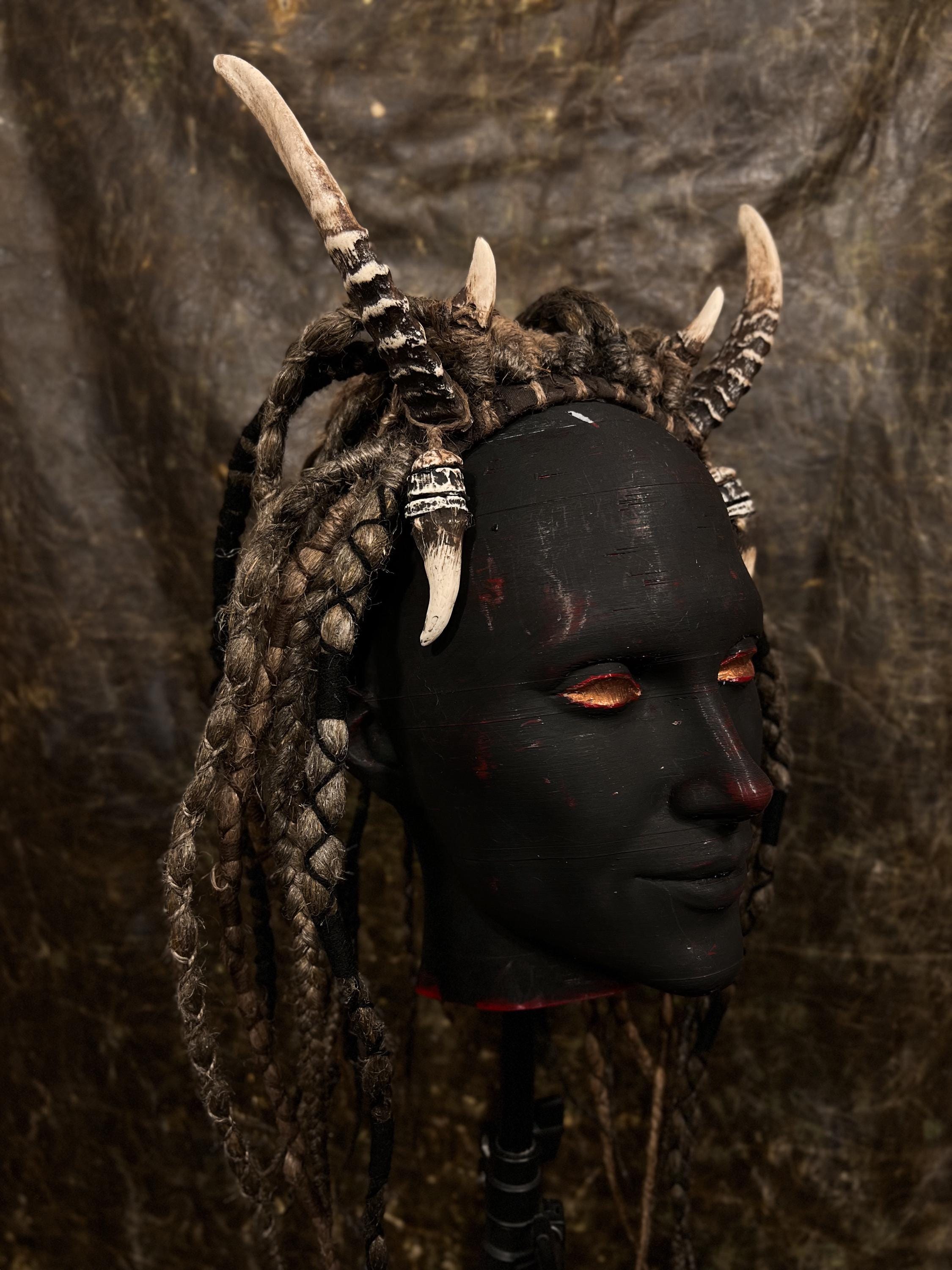 Krampus Horn Headdress | Goat Skull Pagan Headpiece| Gothic Yule ...