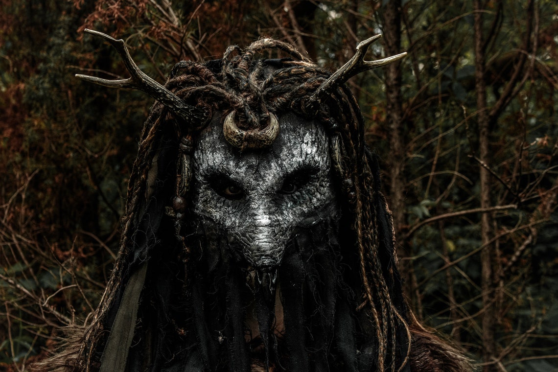 Pagan Headdress With Horns | Shaman Costume Accessory | LARP Head ...