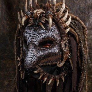 Dark Druid Owl Skull Mask | Bone & Fang LARP Headdress | Witchcraft ...