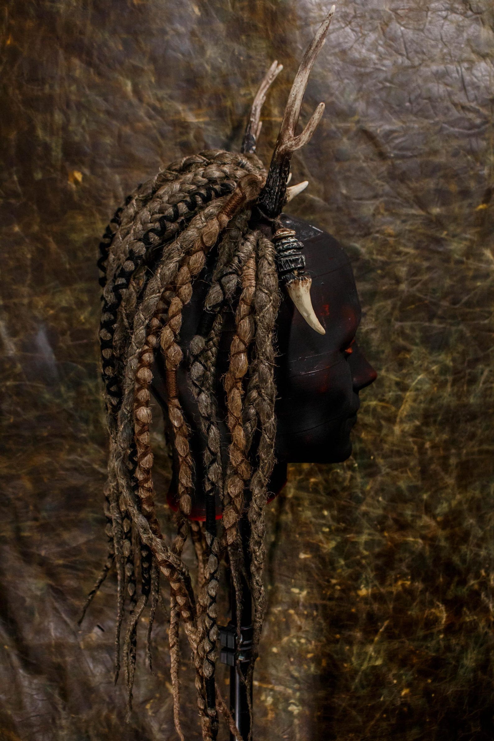 Shaman Style Horns Headband With Pigtails | Handmade Tribal Accessory ...