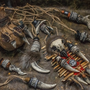 LARP Tribal Accessories Set | Amulets Fangs Claws | Bohemian Style Gift ...