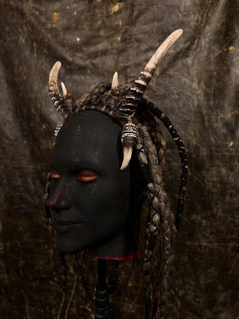 Krampus Horn Headdress | Goat Skull Pagan Headpiece| Gothic Yule ...