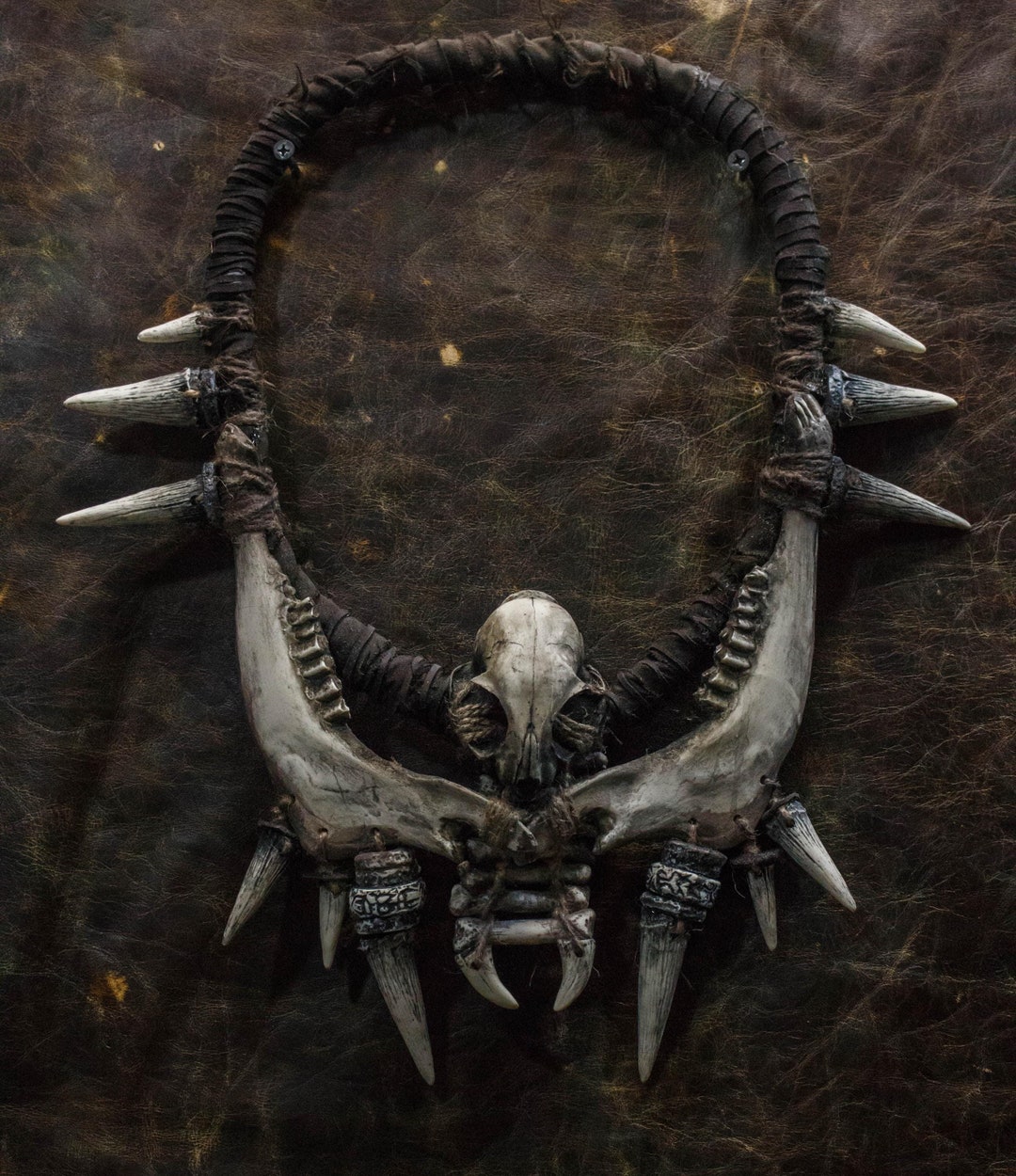 Handcrafted Bone Jaw Necklace Tribal Shaman Jewelry Fantasy LARP ...