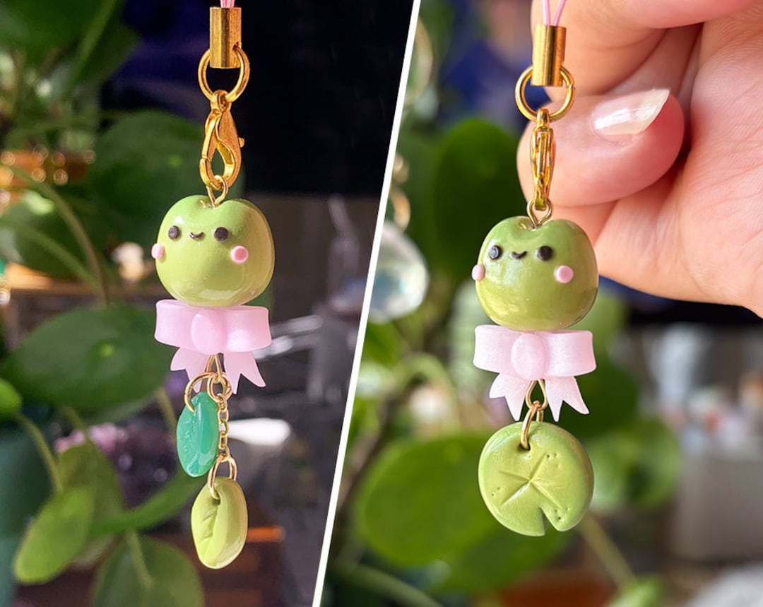 Coquette Frog Bow Tie Charm. Polymer Clay, Handmade, Delicate Jewelry ...