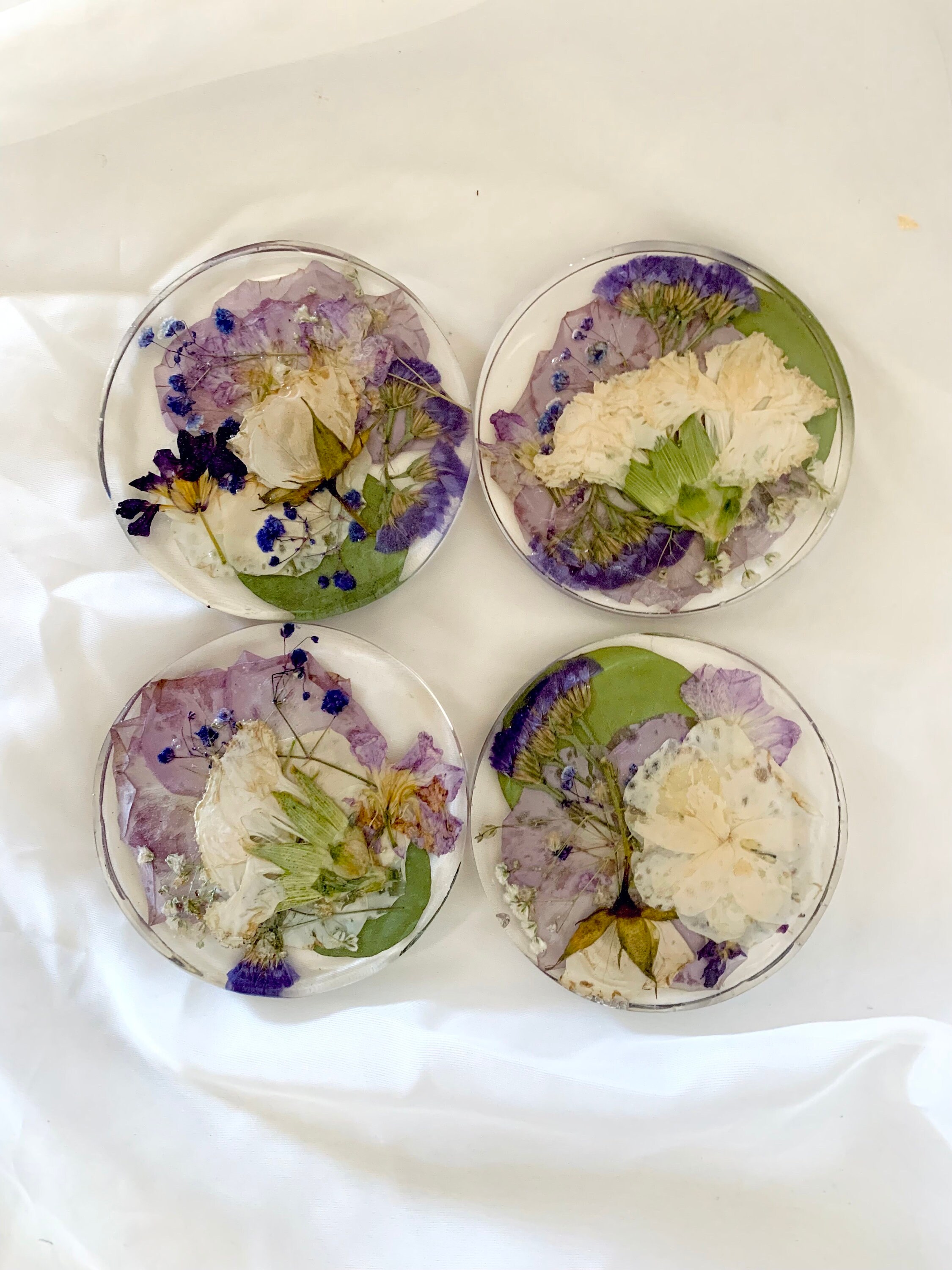 FLOWER COASTER SET - Round Pressed Flower Coaster Set - Preserved ...