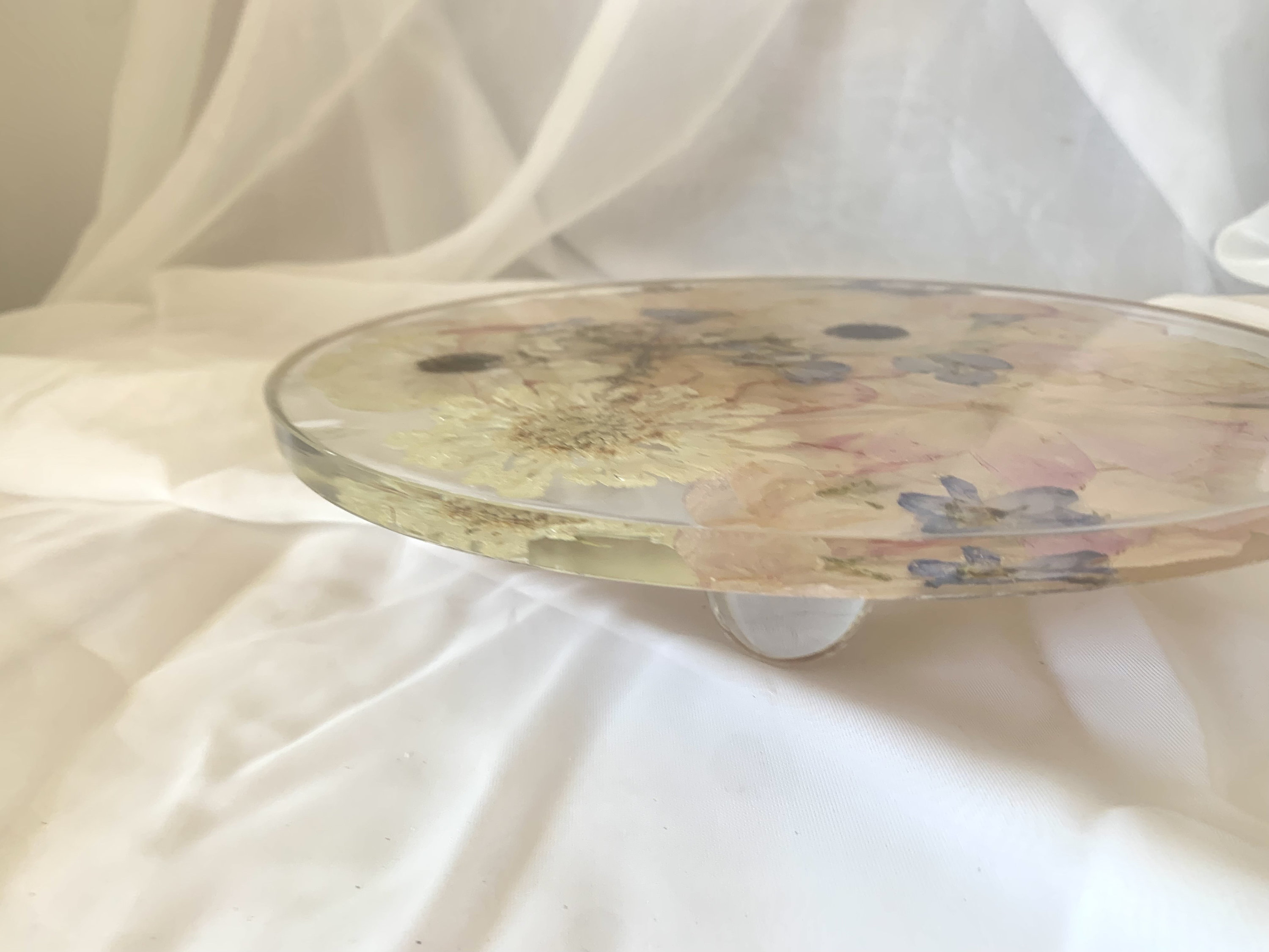 CAKE+ SERVING PLATTER - Round Cake Plate- Preserved Flower Lazy Susan ...