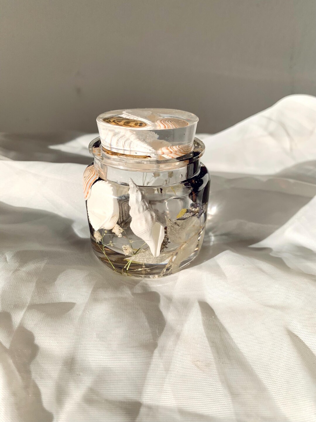 APOTHECARY JAR- Shells, Butterfly Wings + Flowers- Jar Storage ...