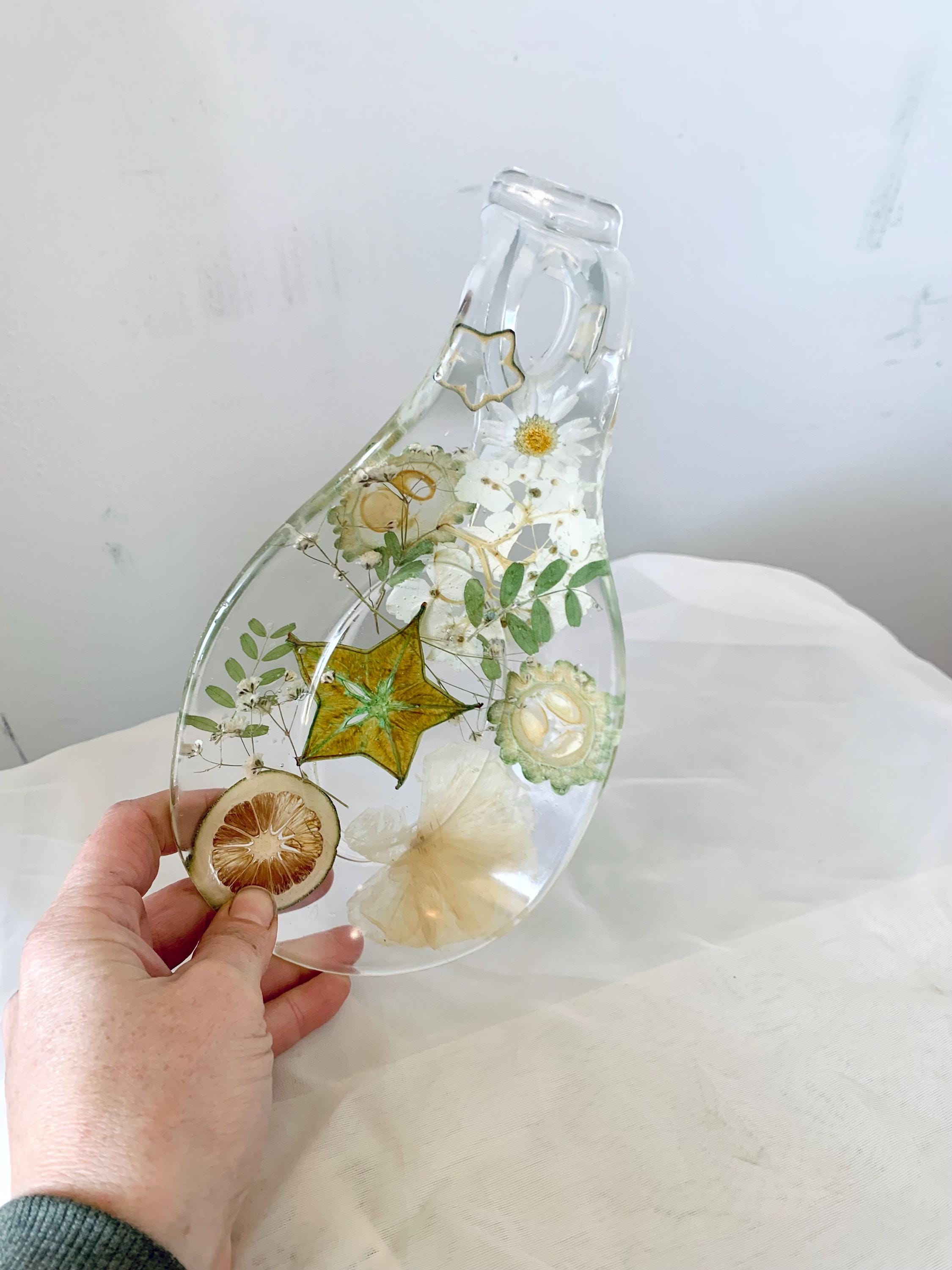 GREEN FRUITS + FLOWERS - Starfruit & Lime - Clear Green- Flowers Accent ...