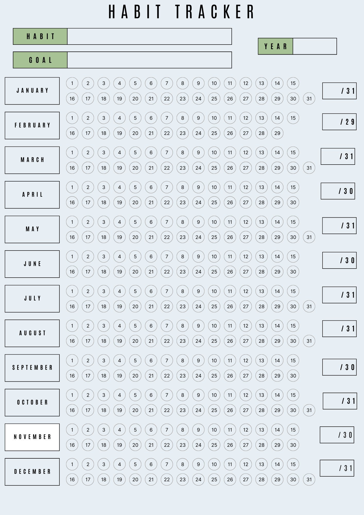 Habit Tracker Digital Undated Goodnotes Smart Calendar - Etsy