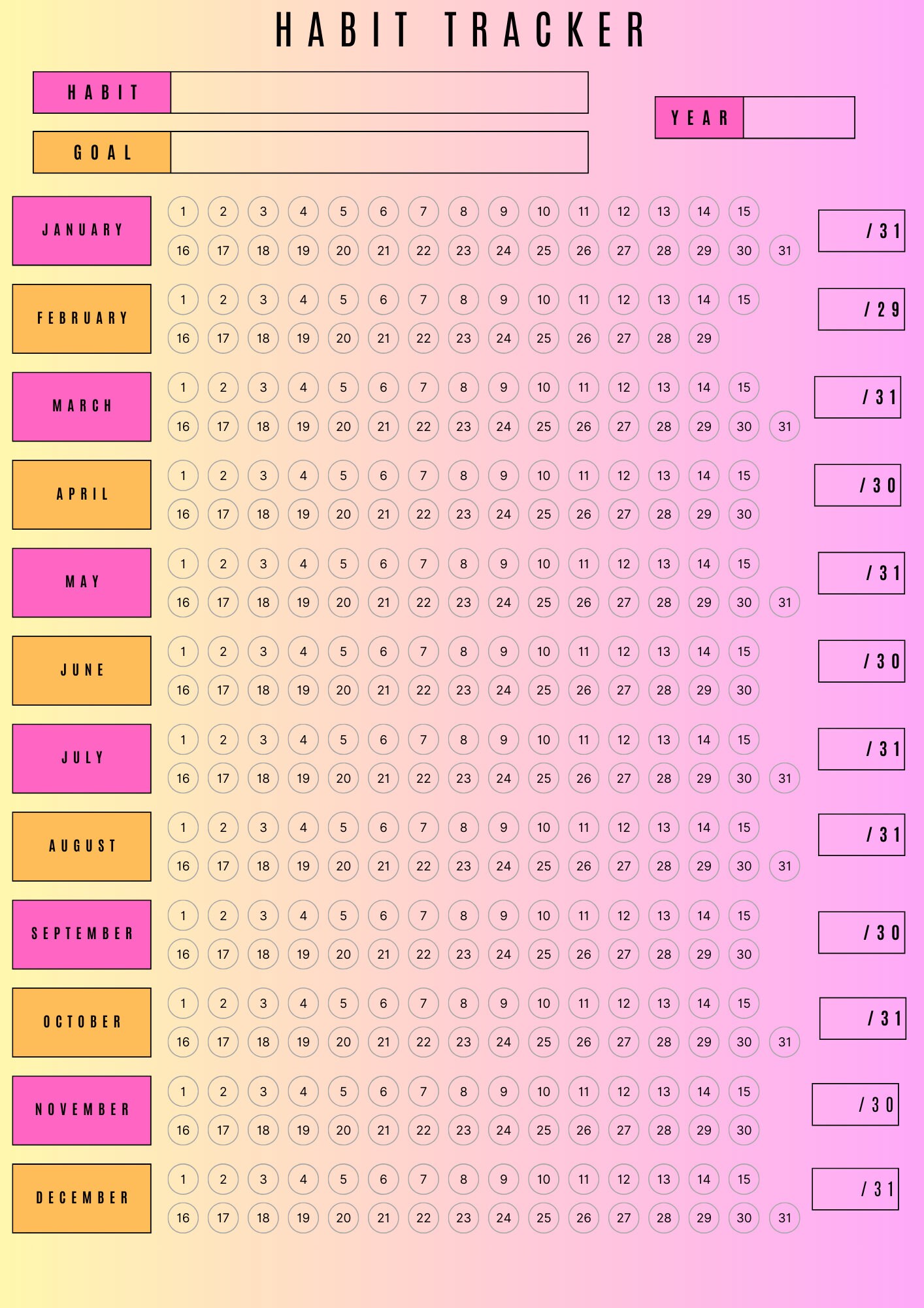 Habit Tracker Digital Undated Goodnotes Smart Calendar - Etsy