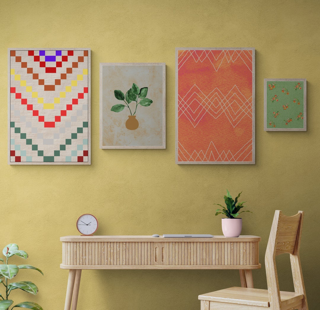 Bohoprints, Set of Boho Printable Wall Art, Maximalist Gallery Art Set, Abstract-boho-arts, High ...