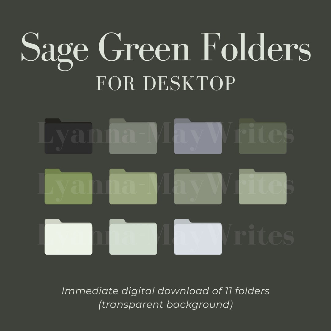 11 Aesthetic Sage Green Folder Icons Organize Your Desktop - Etsy