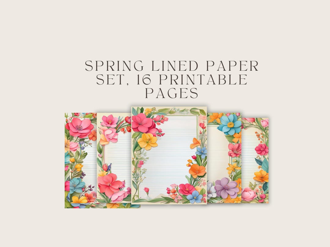 Floral Pastel Lined Paper Set: Spring Journal Stationery (PDF) - Etsy