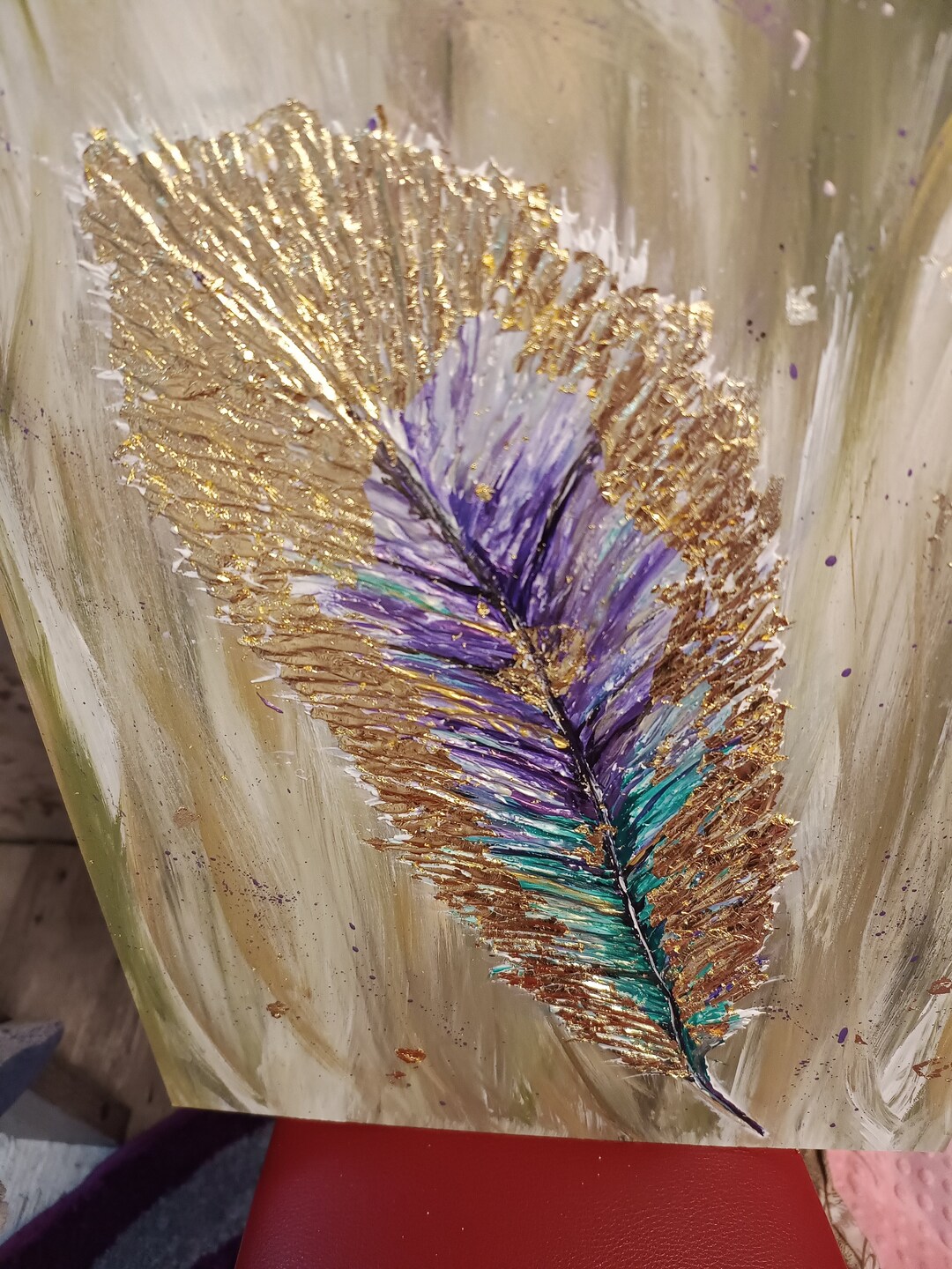 1 Abstract Painting Pen, Gold Feather, Patal, Volumetric Painting ...